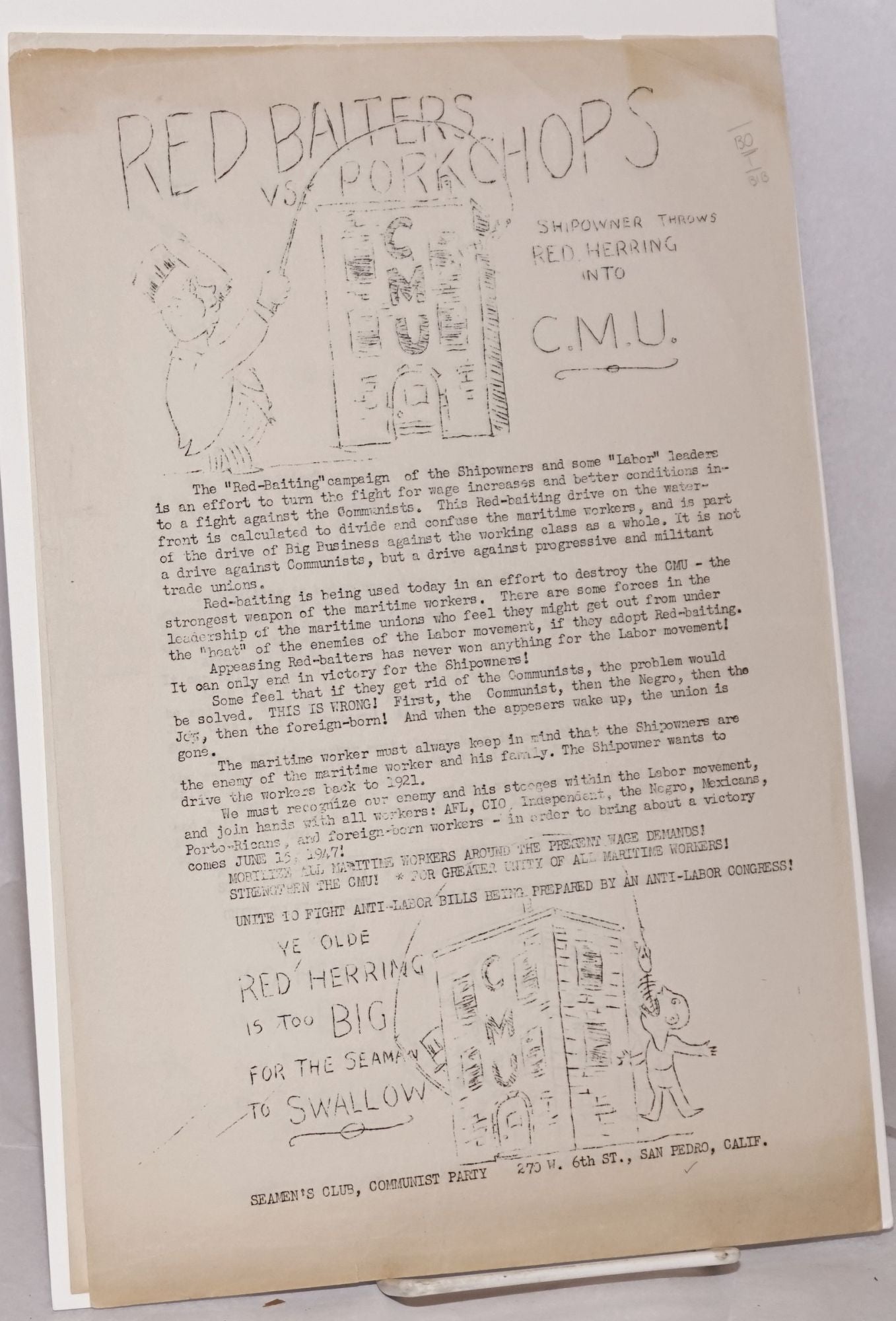 Red baiters vs. porkchops. Shipowner throws red herring into C.M.U ...