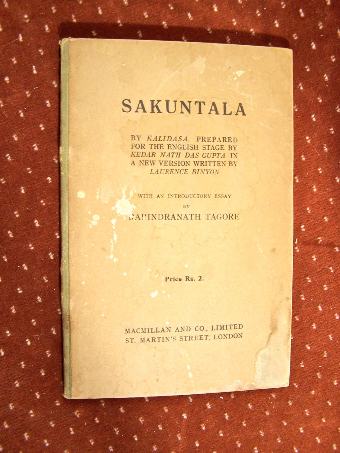 SAKUNTALA by Kalidasa: Fair Hardcover (1944) 3rd Edition | Jolly Tinker ...