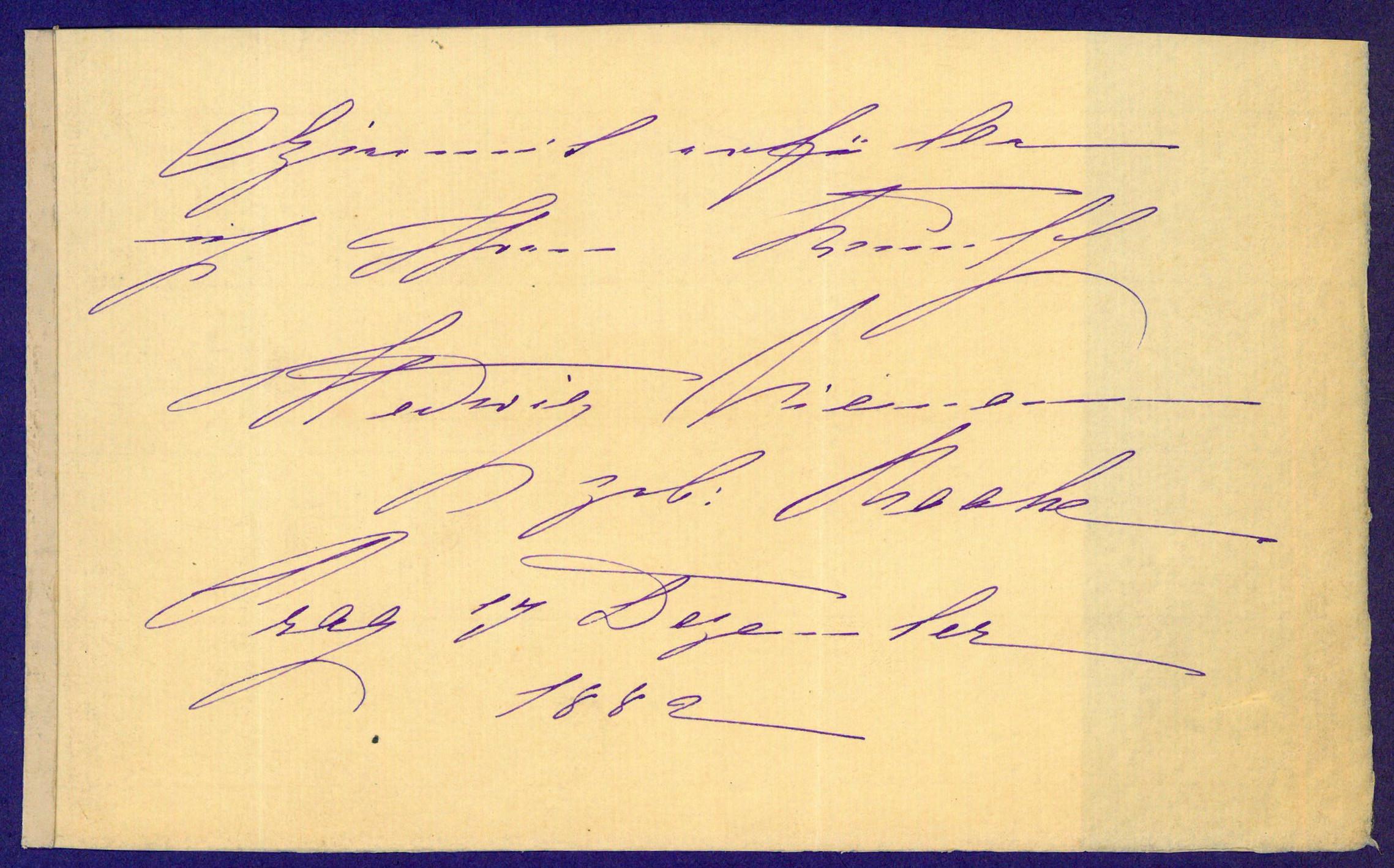 Eigenh. Albumblatt mit U. par Niemann-Raabe, Hedwig, Schauspielerin ...