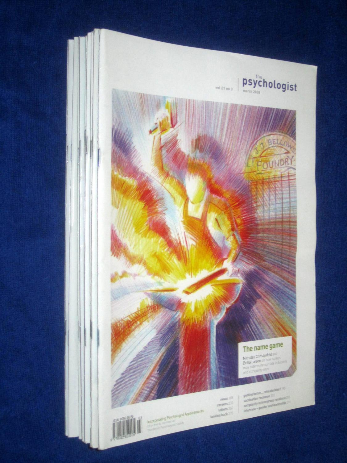 The Psychologist. 2008 Monthly Magazine, March, April, May, June, July ...