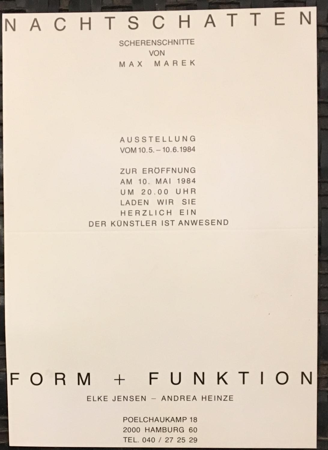 Nachtschatten. 36 Scherenschnitte und 6 Texte von Max Marek und André ...