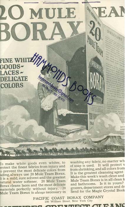 Advertisement: Pacific Coast Borax Company - "20 Mule Team Borax - Fine ...