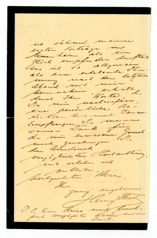 Eigenh. Brief mit U. von Thode, Henry, Kunsthistoriker (1857-1920 ...
