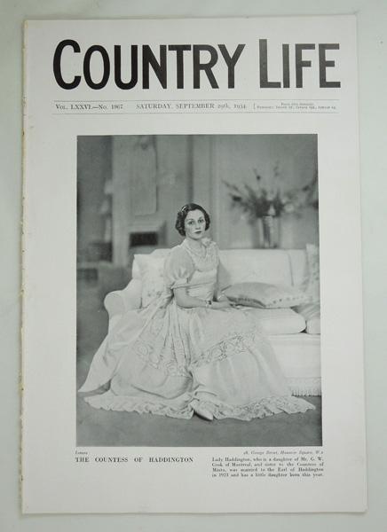 Original Issue of Country Life Magazine Dated Sep 29th 1934, with a ...