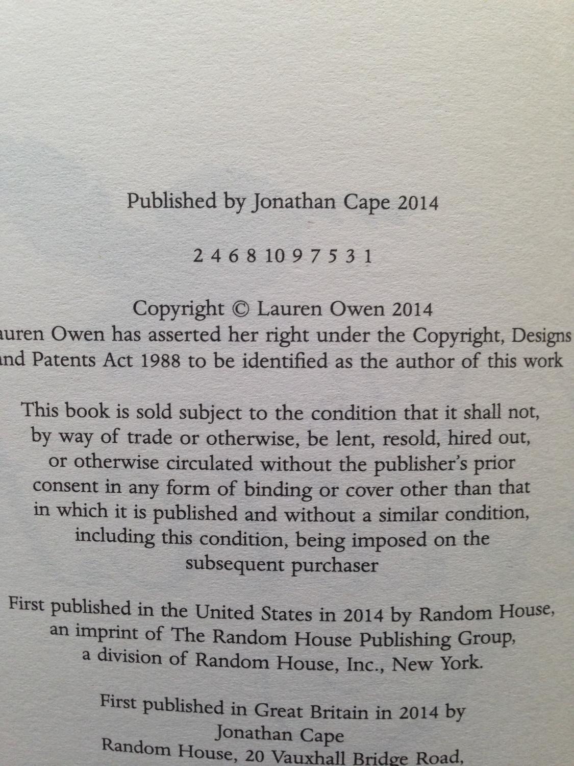 The Quick by Lauren Owen: Fine Hardcover (2014) 1st Edition | Setanta Books