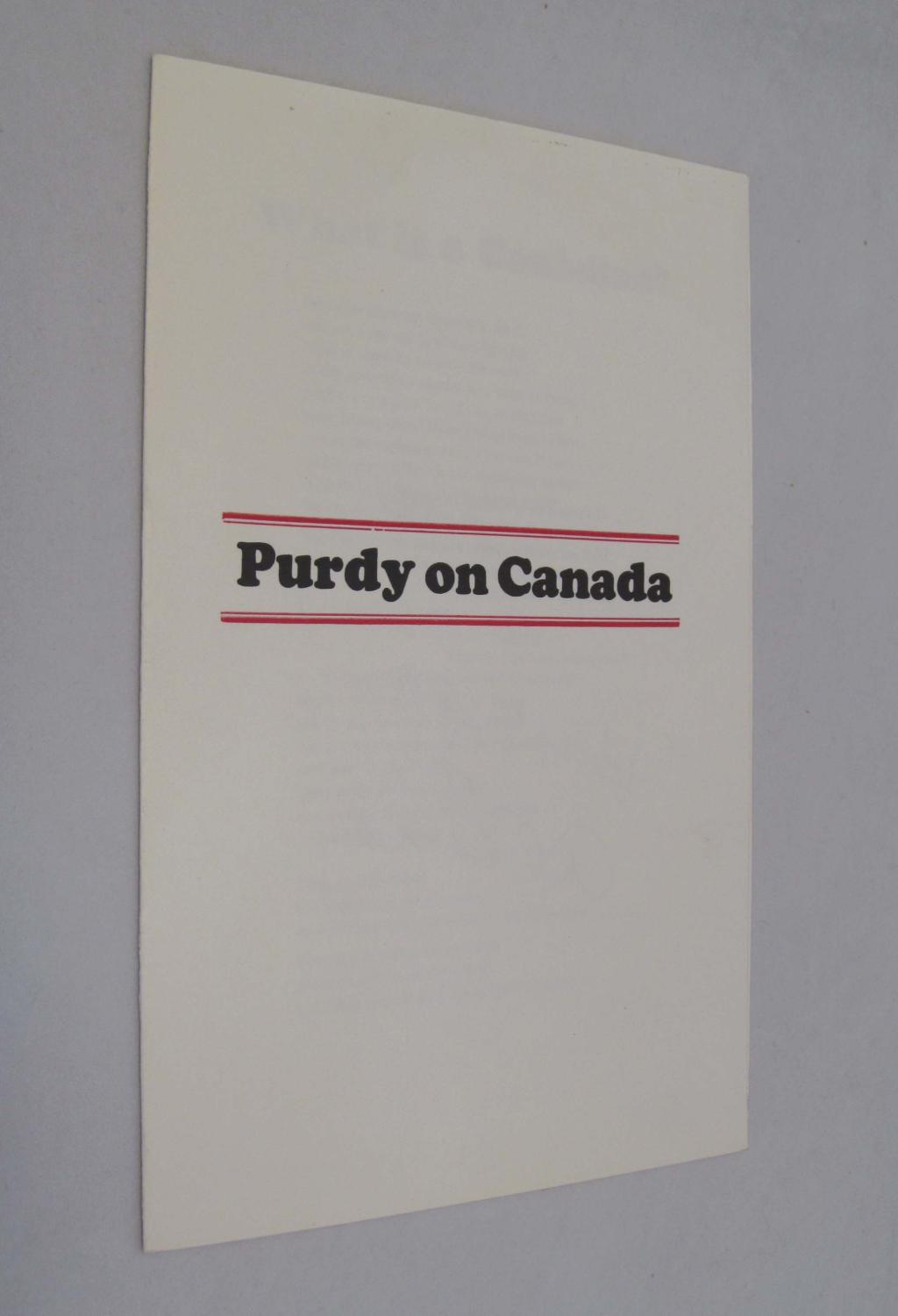 Purdy on Canada by Purdy, Al ( SIGNED ): Fine Folded Card (1984) First ...
