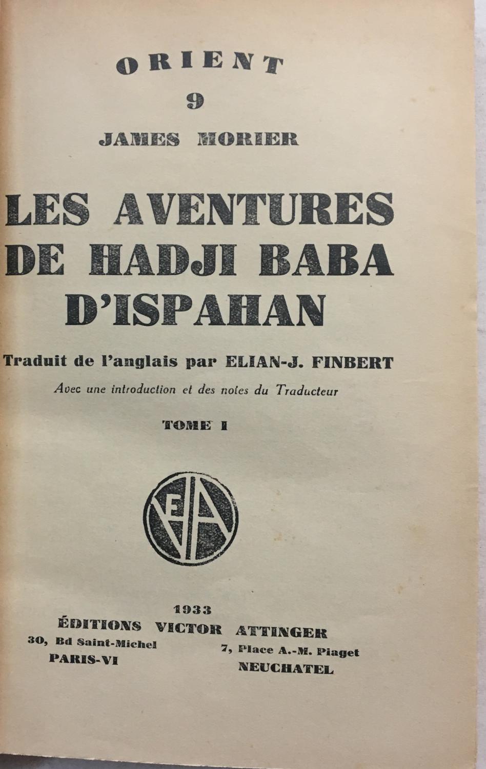 Les Aventures de Hadji Baba d'Ispahan by Morier, James: Very Good ...