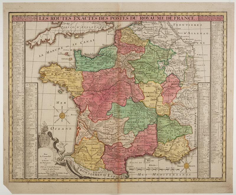 Le Routes Exactes des Postes du Royaume de France. by LOTTER, Tobias ...