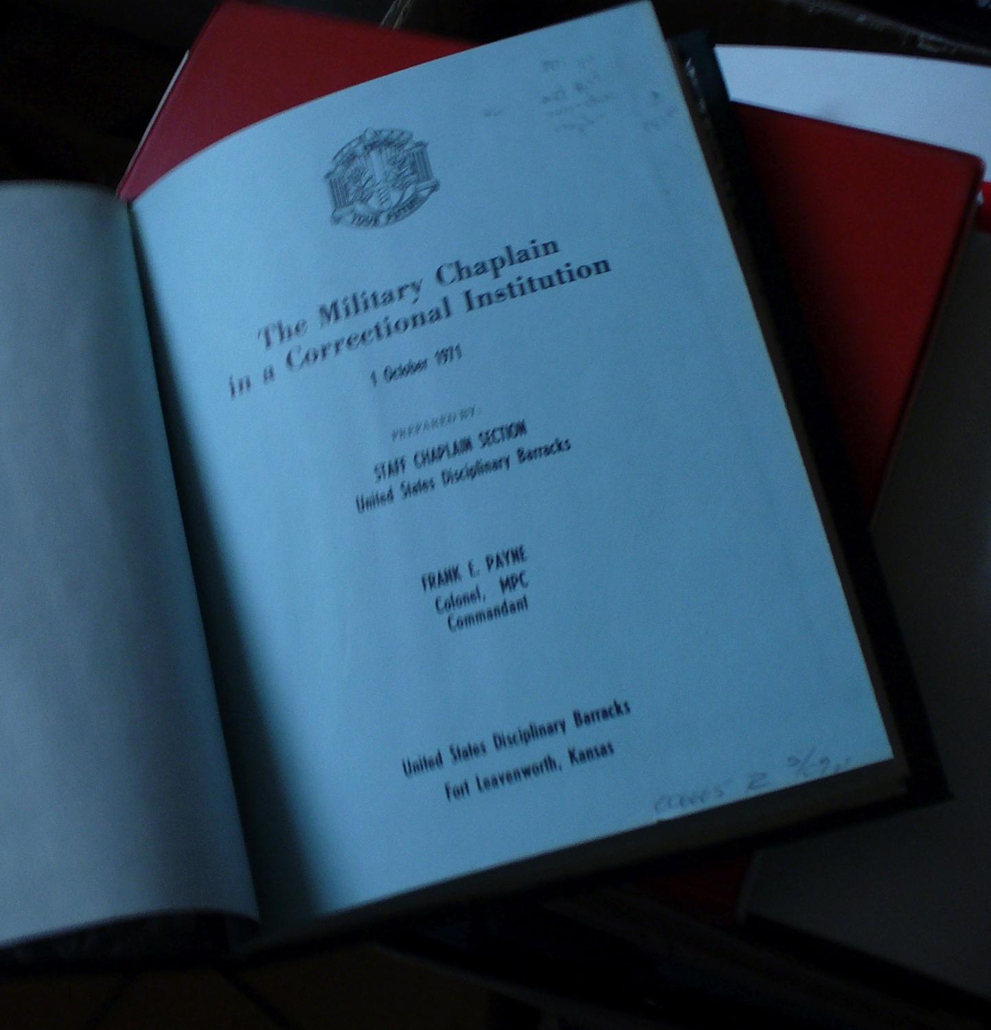 The Military Chaplain in a Correctional Institution by Payne, Frank E ...