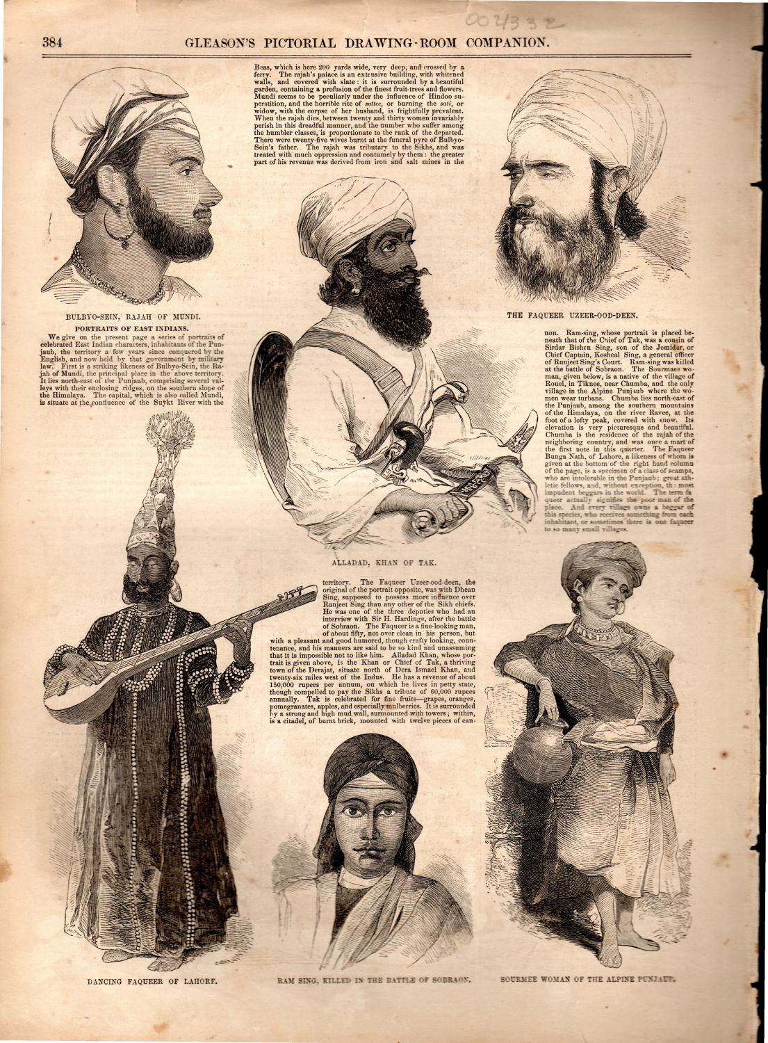 PRINT: "Portraits of East Indians":.story & engravings from Gleason's ...