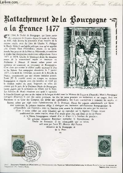 DOCUMENT PHILATELIQUE OFFICIEL N°29-77 - RATTACHEMENT DE LA BOURGOGNE A ...