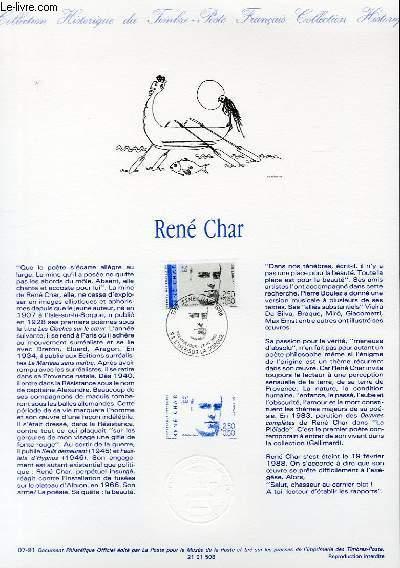 DOCUMENT PHILATELIQUE OFFICIEL N°07-91 - RENE CHAR (N°2686 YVERT ET ...