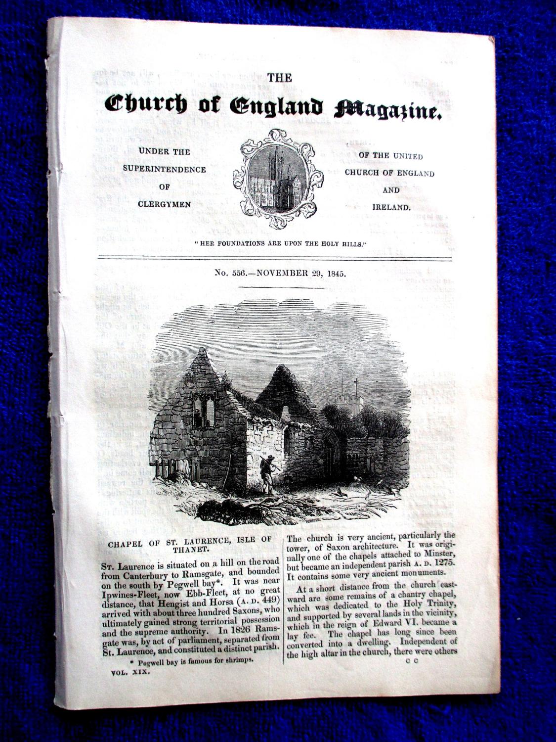 The Church of England Magazine No 556, 29 November 1845. CHAPEL of ST ...