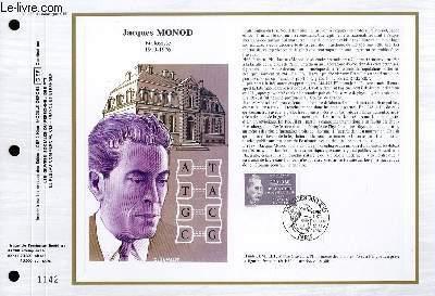 FEUILLET ARTISTIQUE PHILATELIQUE - CEF - N° 852 - JACQUES MONOD ...