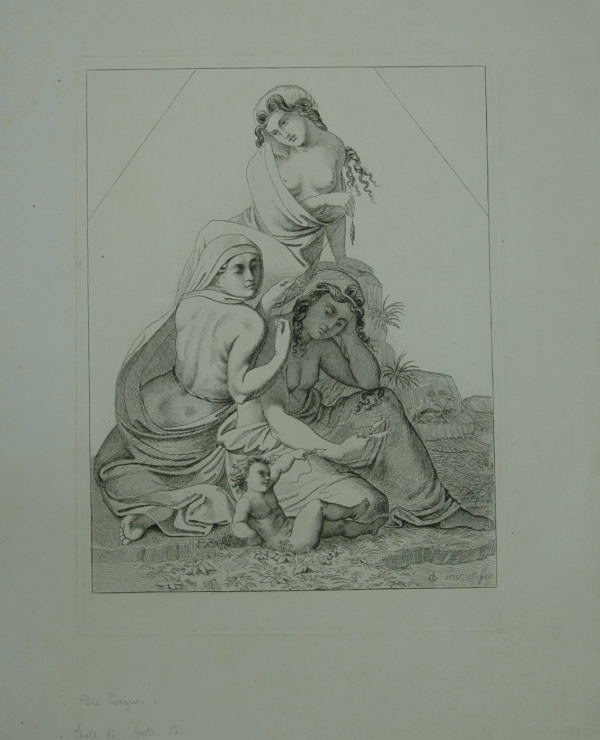 Die Parzen. Darstellung der drei Parzen, die den Lebensfaden spinnen ...