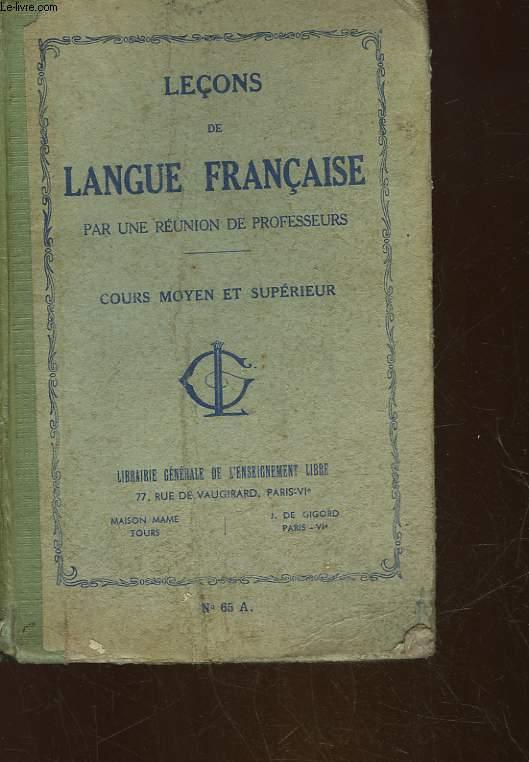 LECONS DE LANGUE FRANCAISE PAR UNE REUNION DE PROFESSEURS - COURS MOYEN ...
