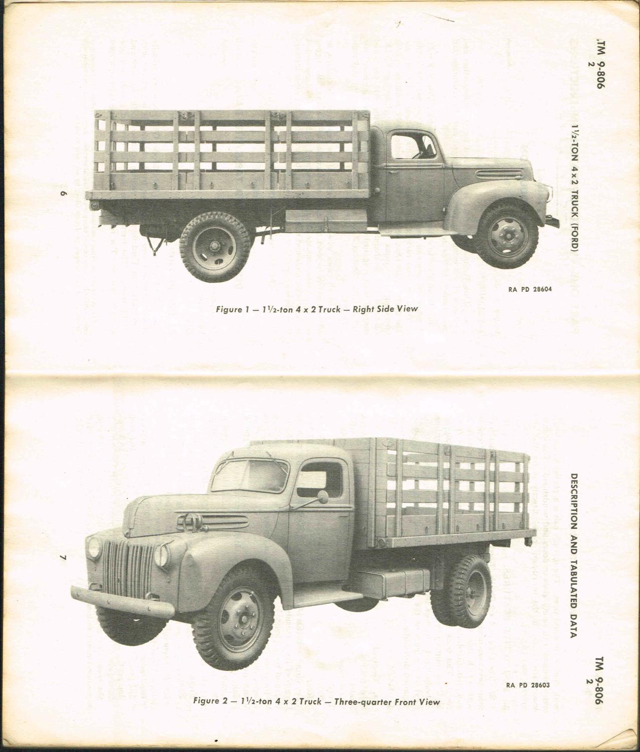 TM 9-806, War Department Technical Manual: 1 1/2 Ton 4X2 Truck (Ford ...