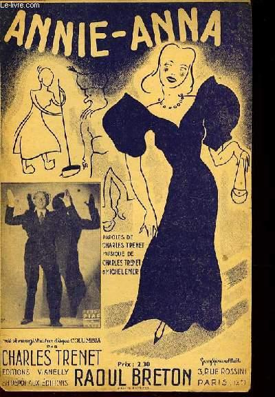 ANNIE-ANNA partition pour le chant by CHARLES TRENET: (1938) Sheet ...