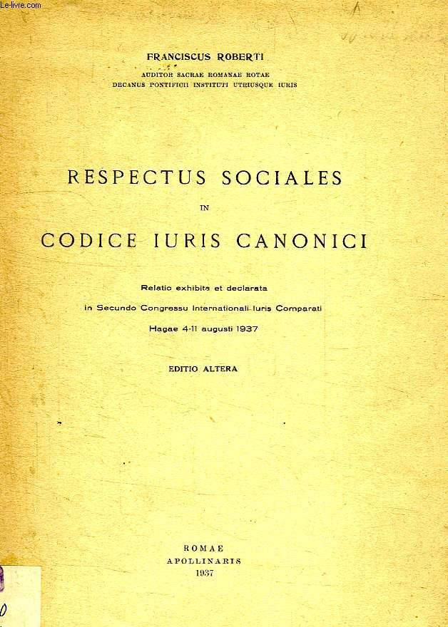 RESPECTUS SOCIALES IN CODICE IURIS CANONICI von ROBERTI FRANCISCUS: bon ...