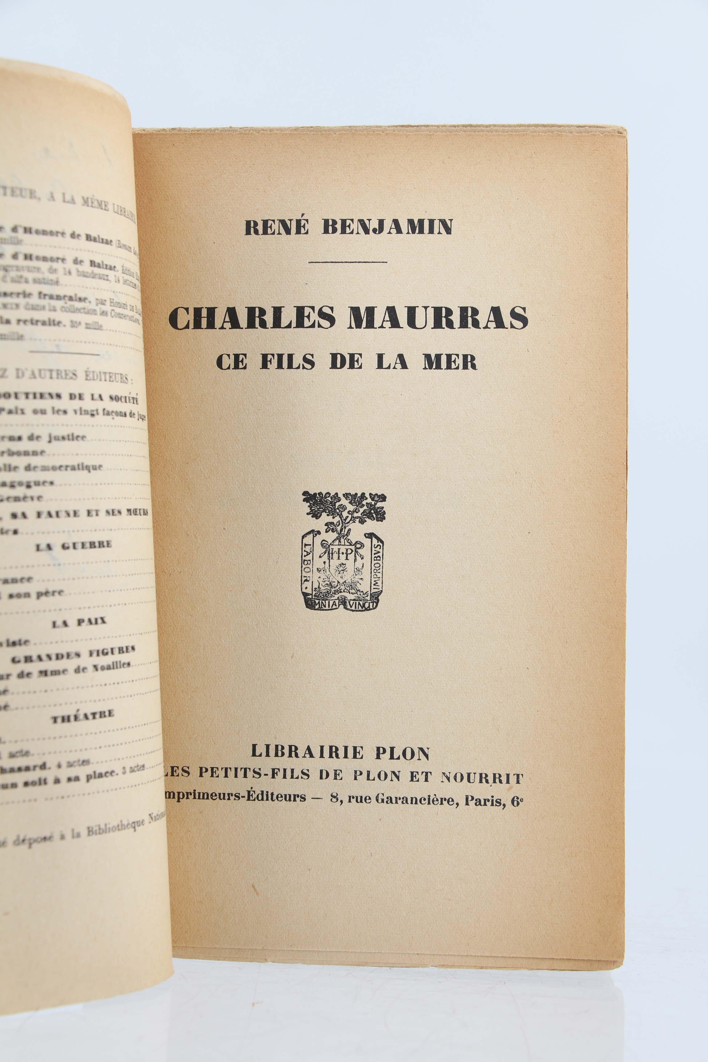 Charles Maurras Ce Fils De La Mer By Maurras Charles Benjamin René