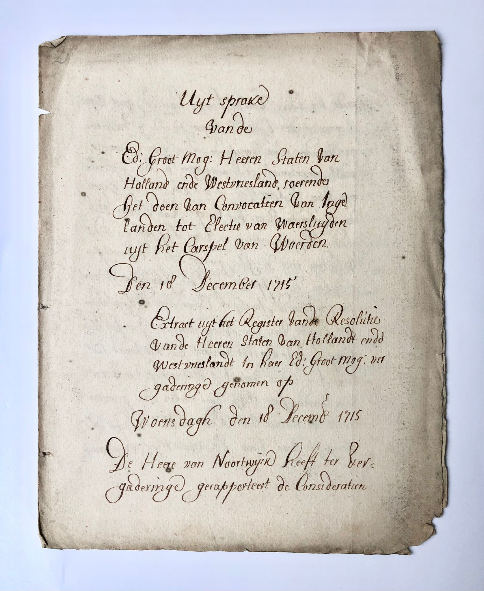 [Manuscript, Woerden, 19th century] Negentiende eeuwse kopie van een ...