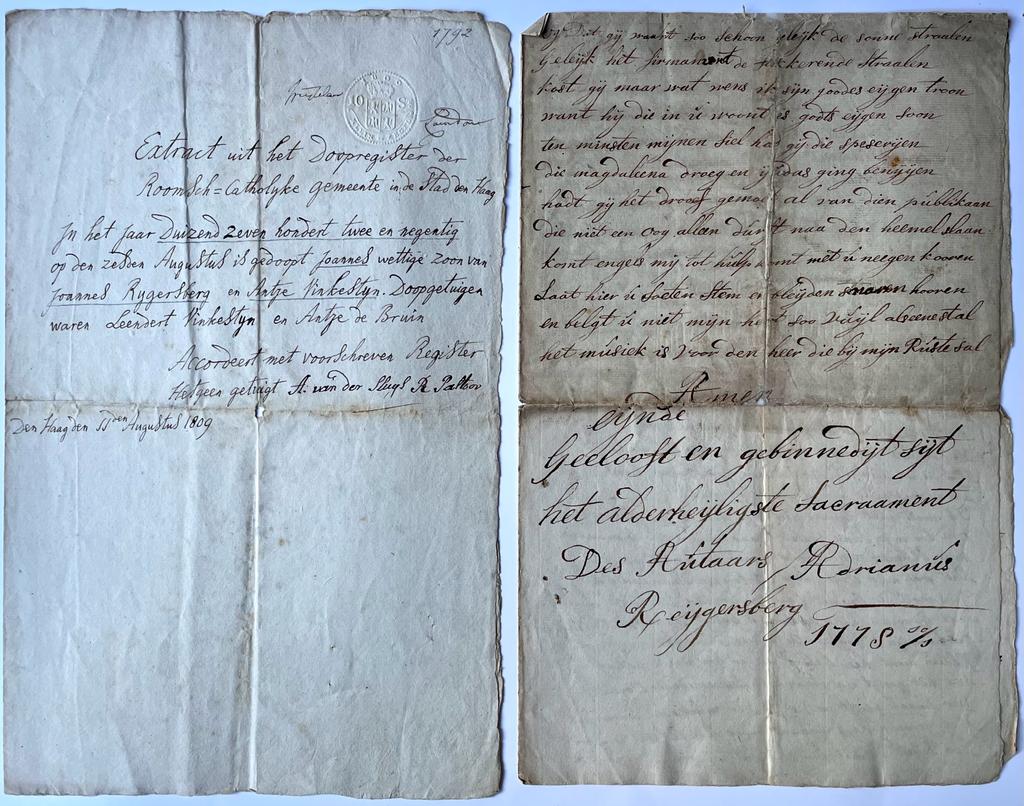 Manuscript, baptismal book 1792] Extract doopboek r.k. gem. 's ...