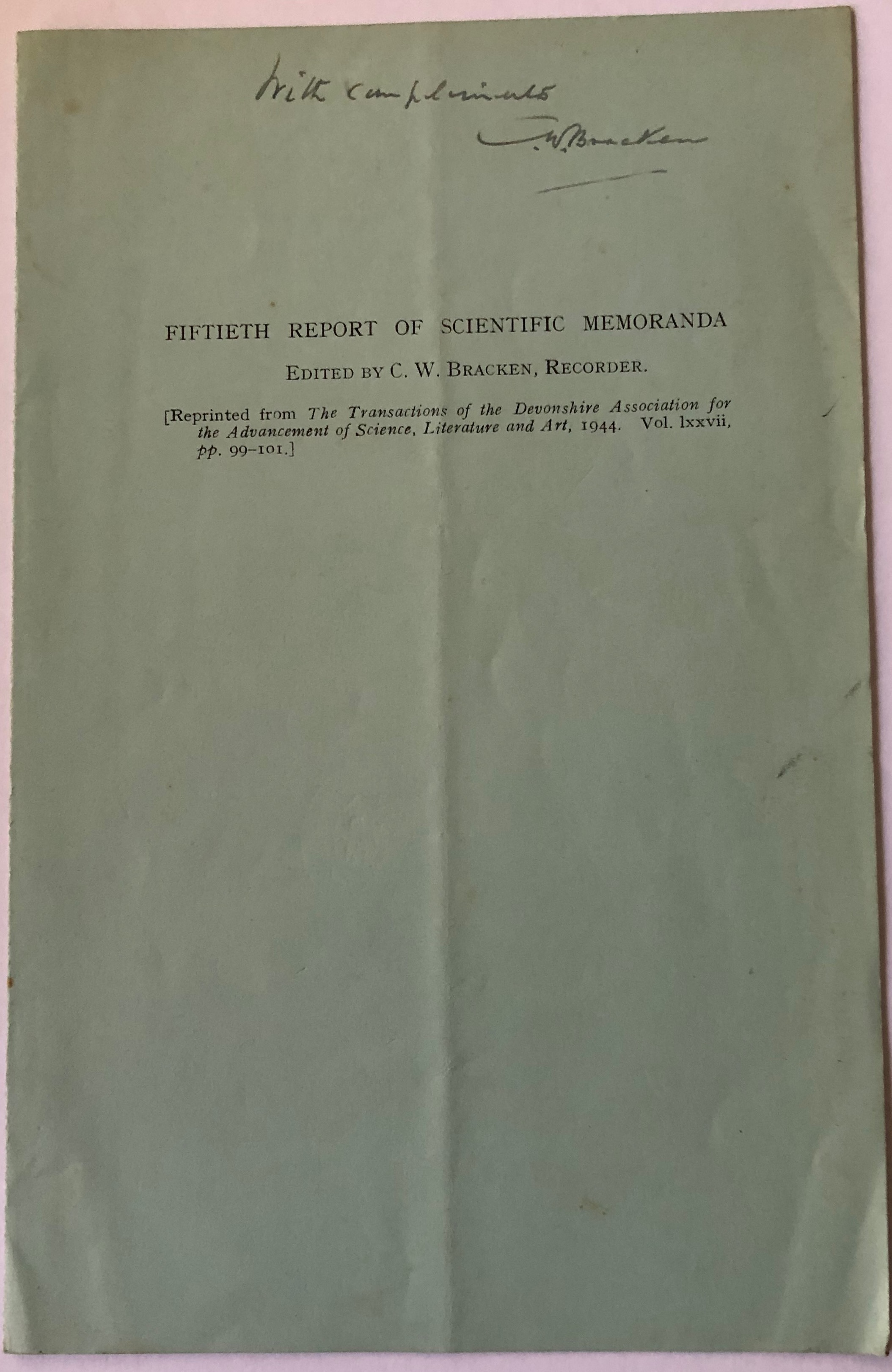 Fiftieth Report Of Scientific Memoranda Reprinted From The Transactions ...