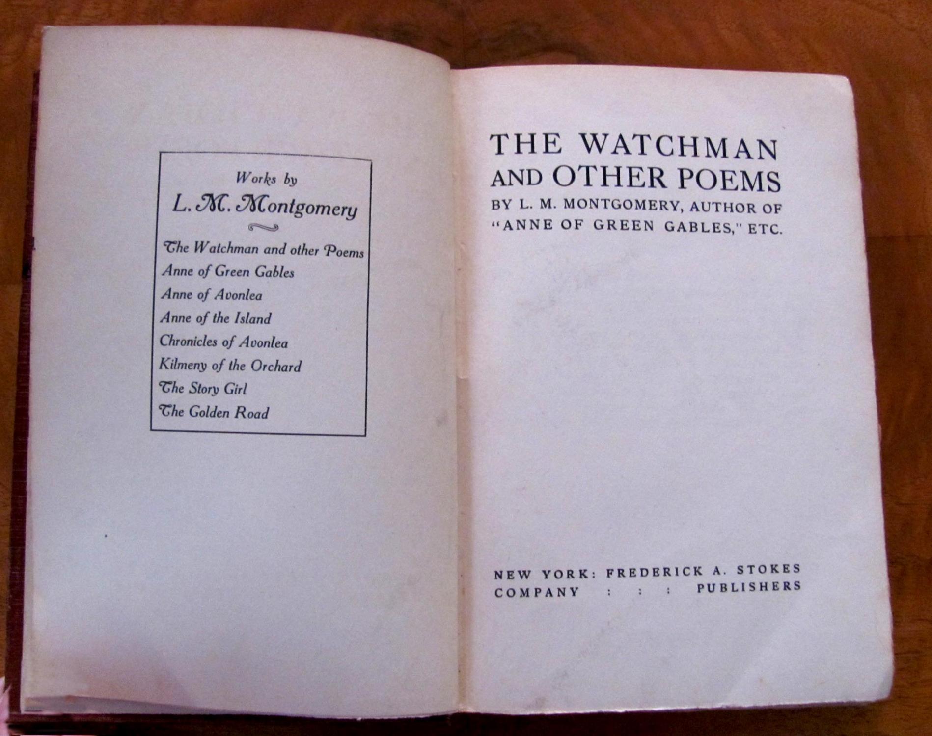 The Watchman And Other Poems by Montgomery, Lucy Maud: Good Hardcover ...