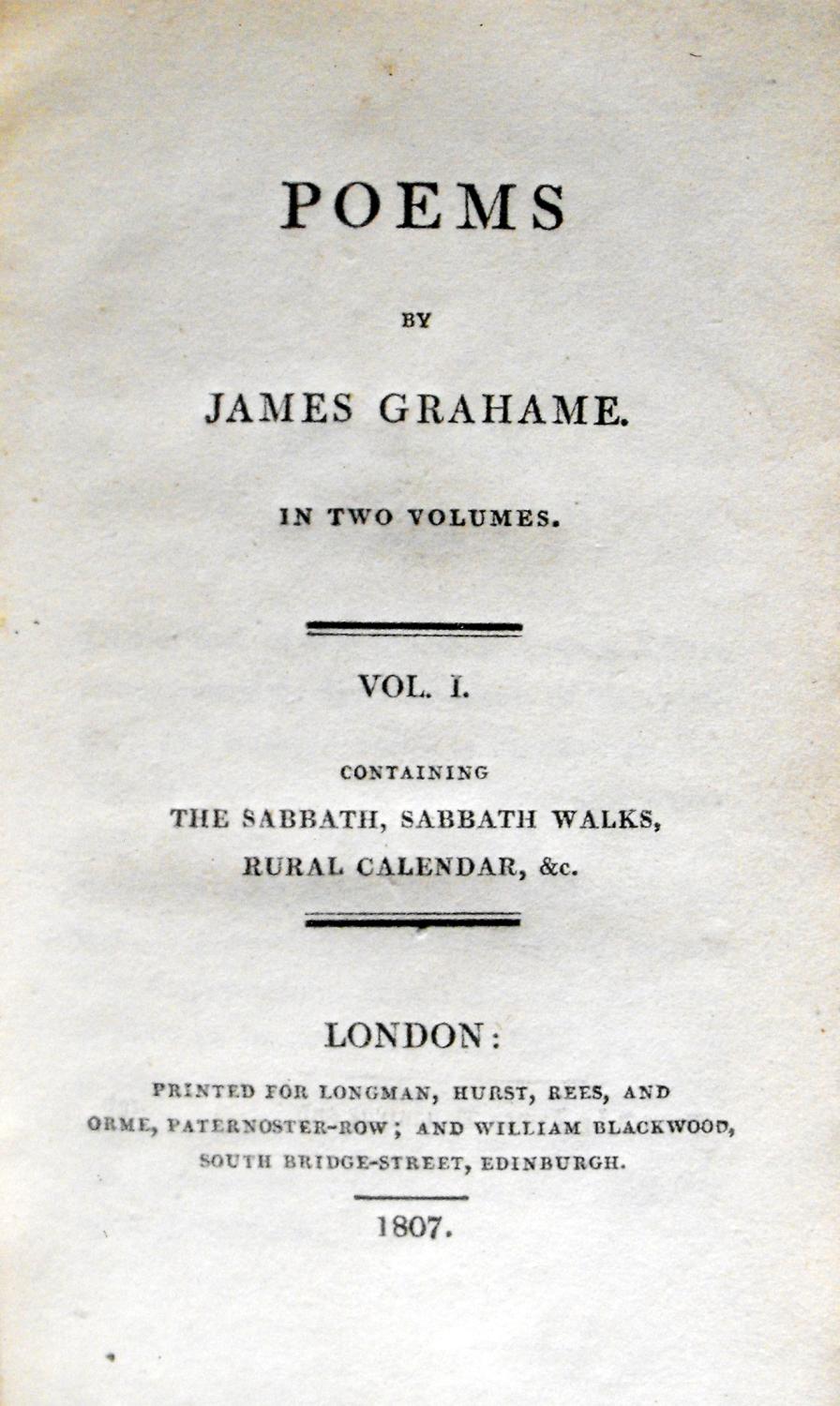 Poems by James Grahame. In Two Volumes. by GRAHAME (James): (1807 ...