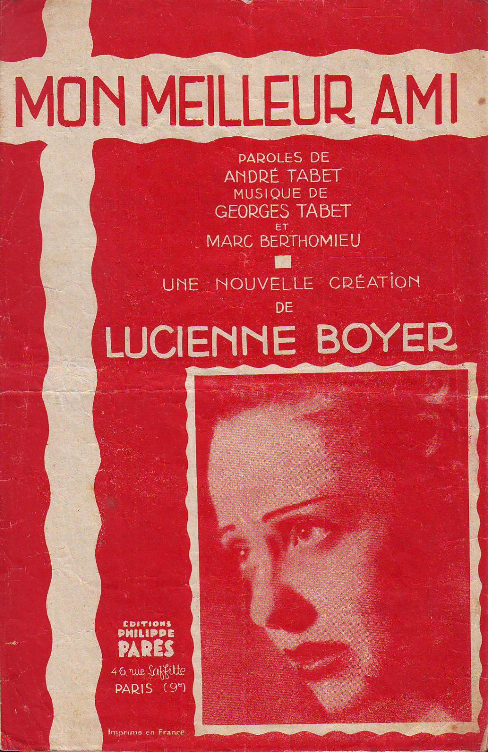 Mon Meilleur Ami : Paroles De André Tabet, musique De Georges Tabet et ...