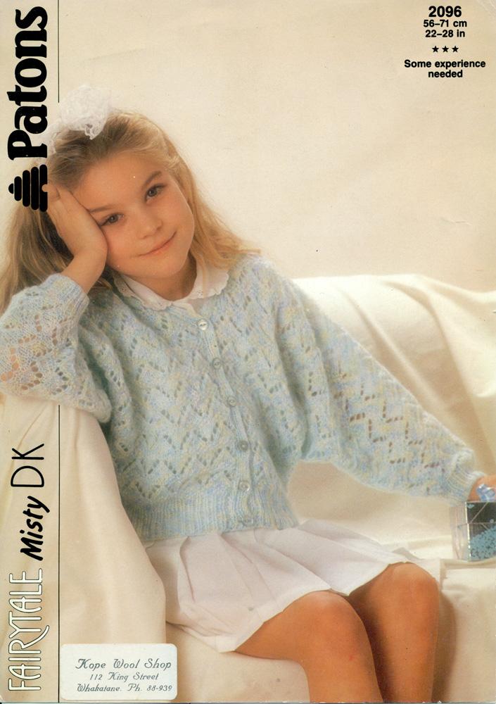 PATONS FAIRYTALE Misty DK : LACY DOLMAN CARDIGAN : or CHILDS PLAY ...