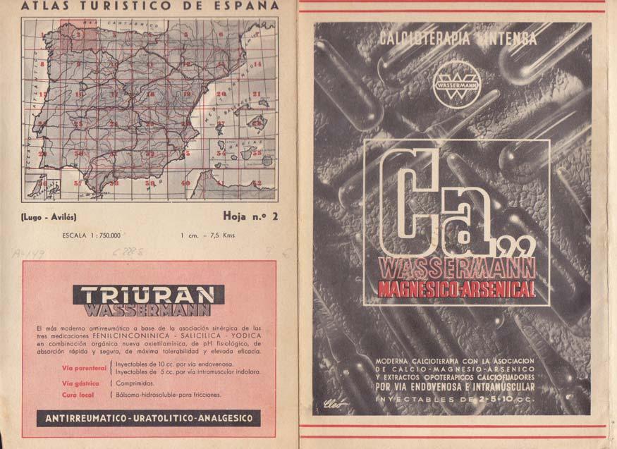LUGO - AVILÉS. Mapa a Escala 1: 750.000 (Atlas Turistico de España, 2 ...