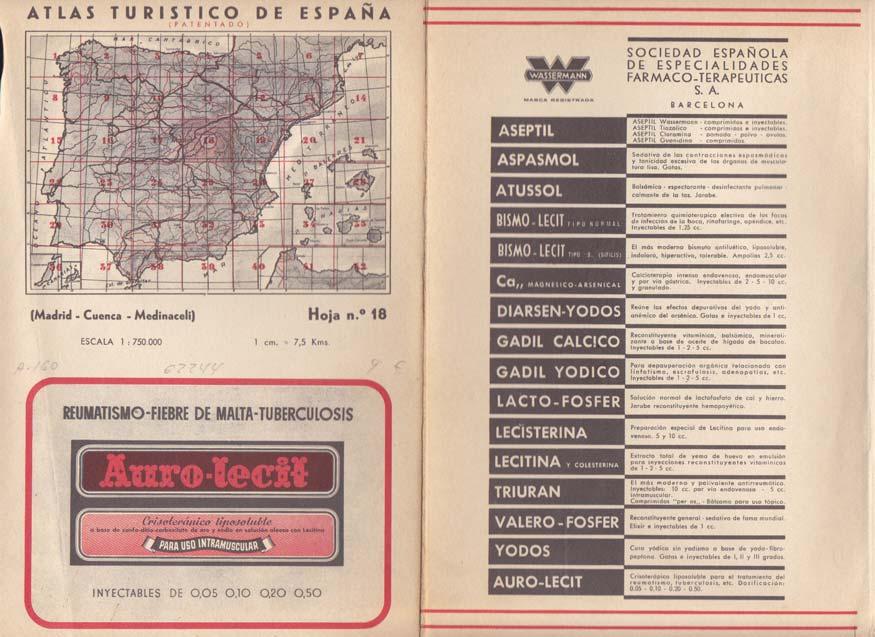MADRID - CUENCA - MEDINACELI. Mapa a Escala 1: 750.000 (Atlas Turistico ...