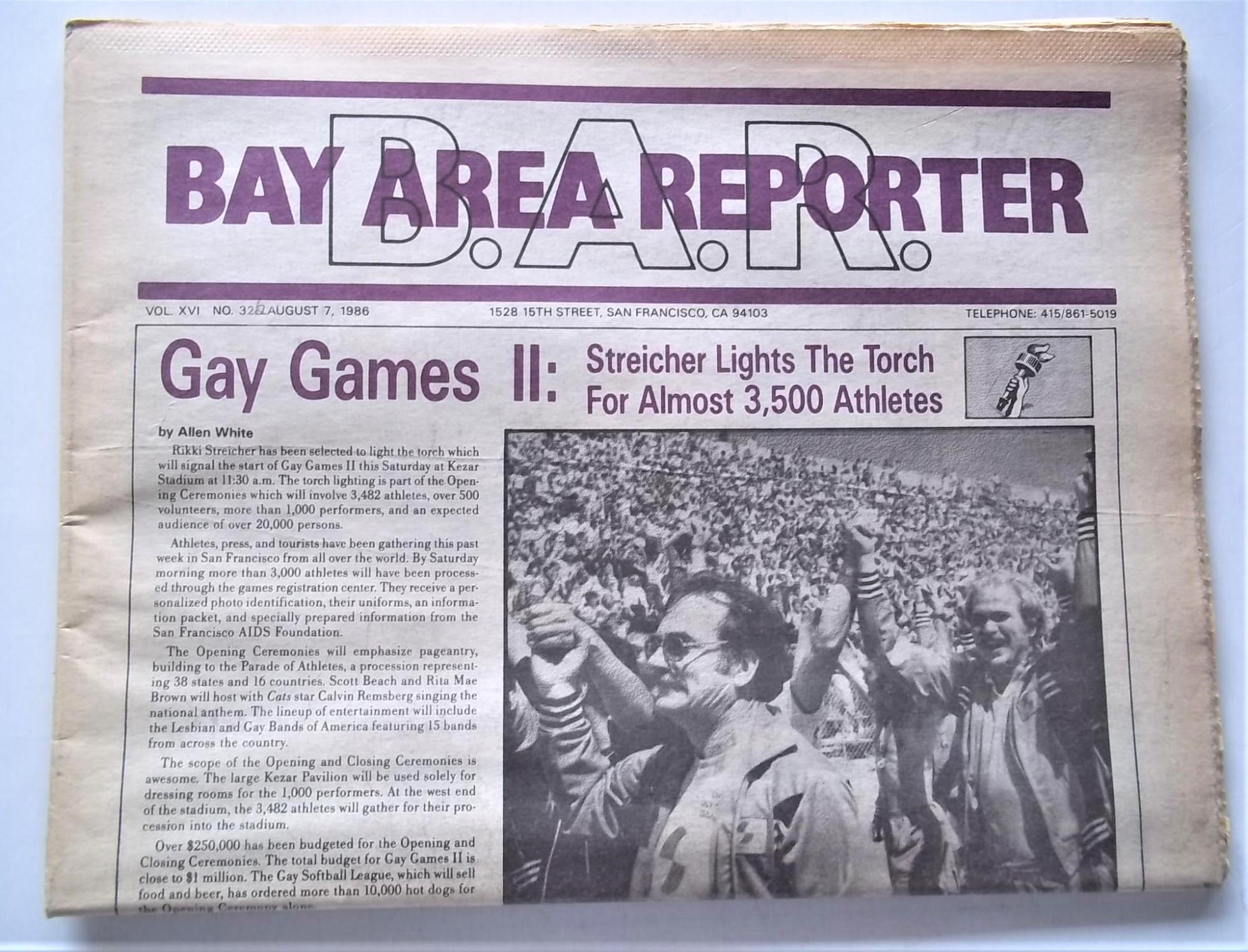Bay Area Reporter B.A.R. (Vol. XVI No. 32, August 7, 1986) Gay ...