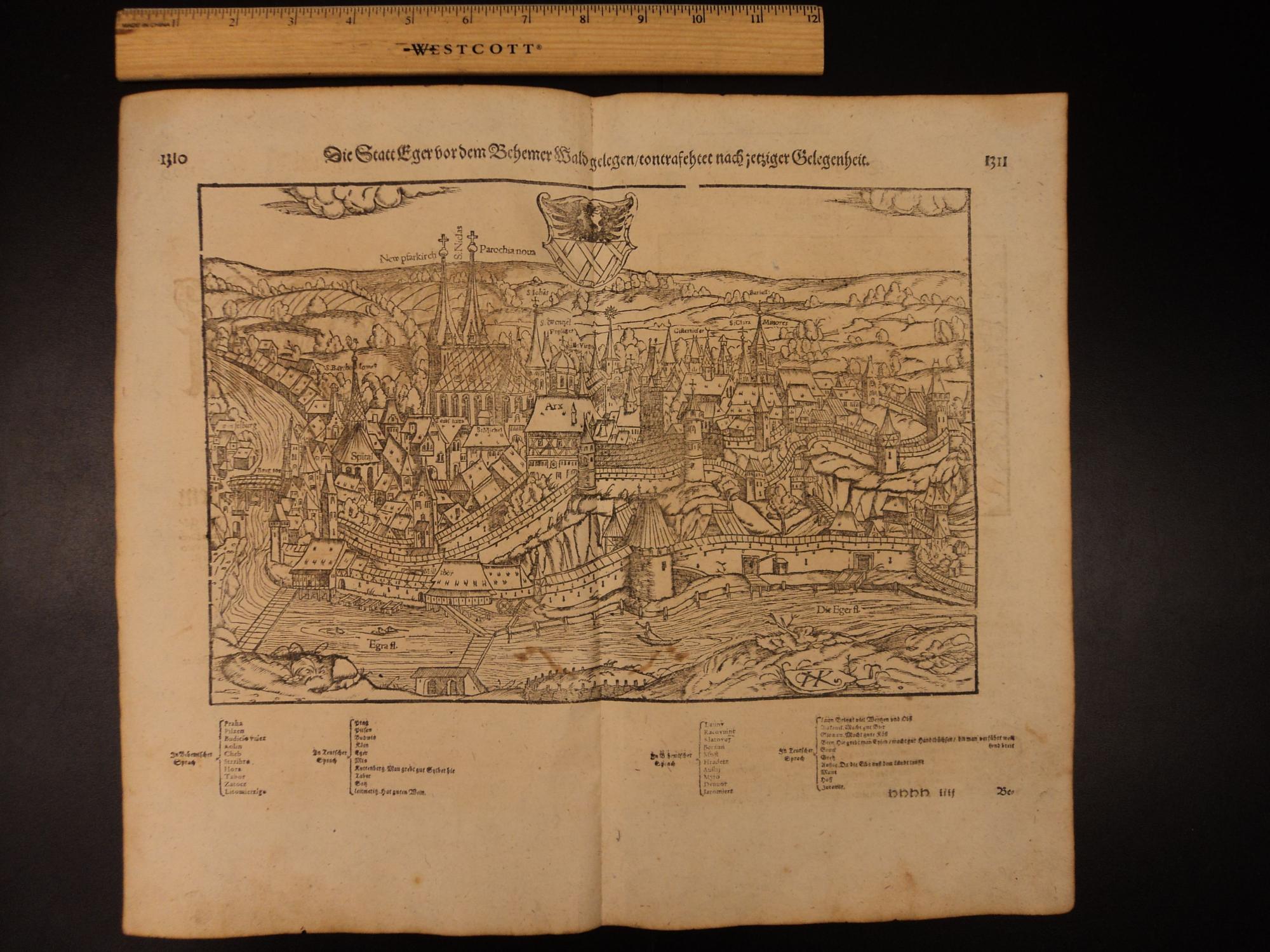 MAP City of Cheb CZECH Republic Sebastian Münster Cosmographia Prague ...