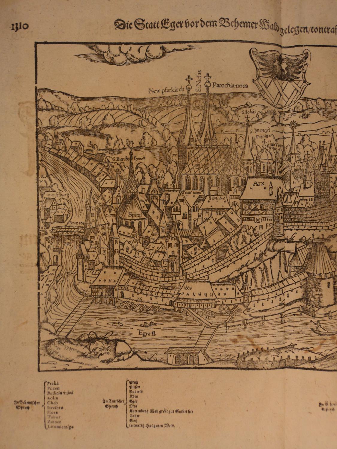 MAP City of Cheb CZECH Republic Sebastian Münster Cosmographia Prague ...