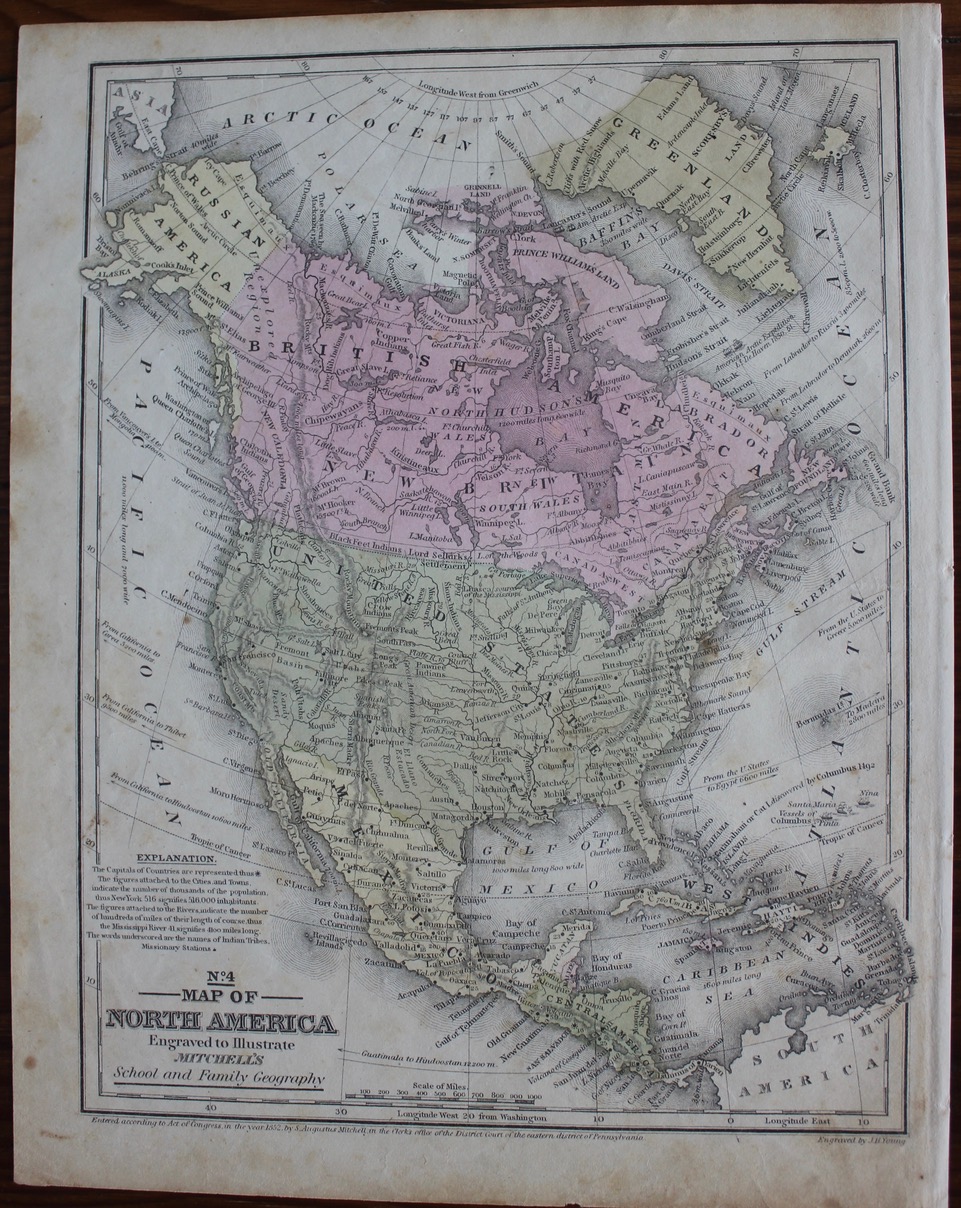 Map of North America by MITCHELL, Samuel Augustus Jr. (1792-1868 ...