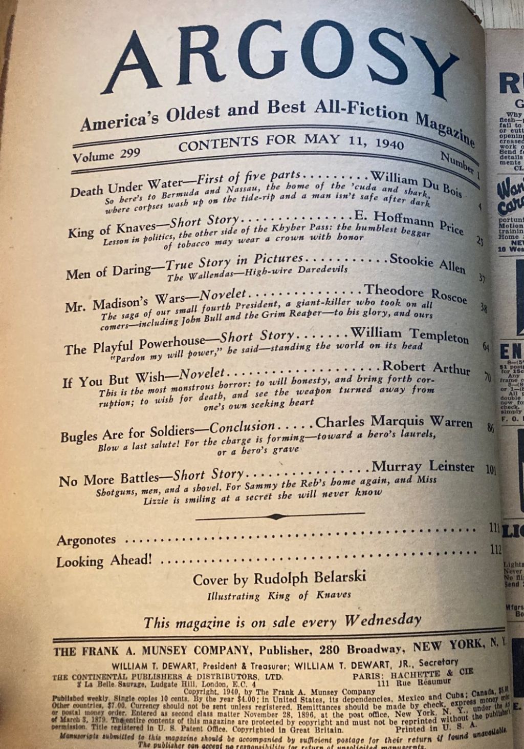 Argosy Weekly May 11, 1940 by William Du Bois, E. Hoffmann Price ...