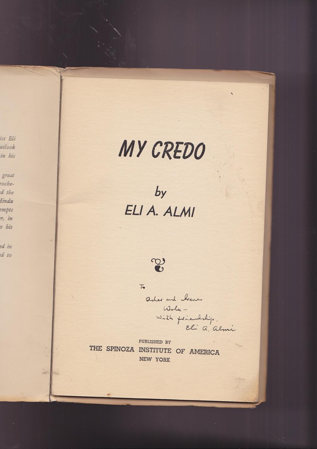 My Credo by Almi, Eli A. [= Elias Sheps]: Very Good Wrappers (1948 ...