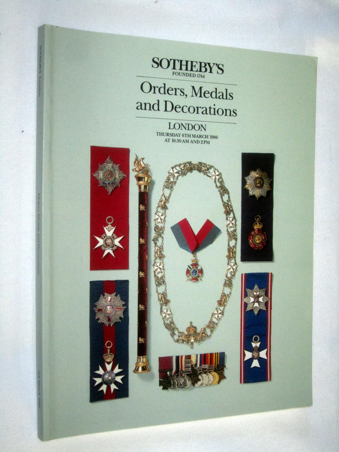 Orders, Medals and Decorations, 6 March 1986 Sotheby's London Auction ...