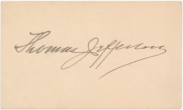 Signature by JEFFERSON, Thomas (1859-1932): Signed by Author(s) | Main ...