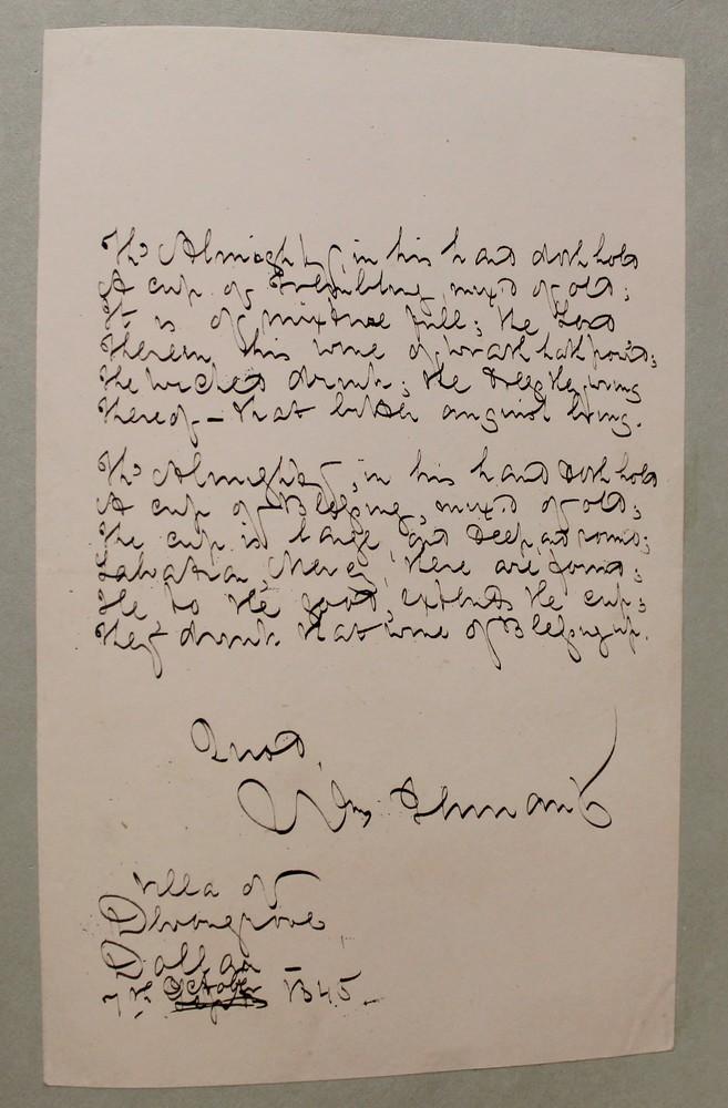 Autograph poem, signed, 2-stanzas of 6-lines each, commencing: by ...