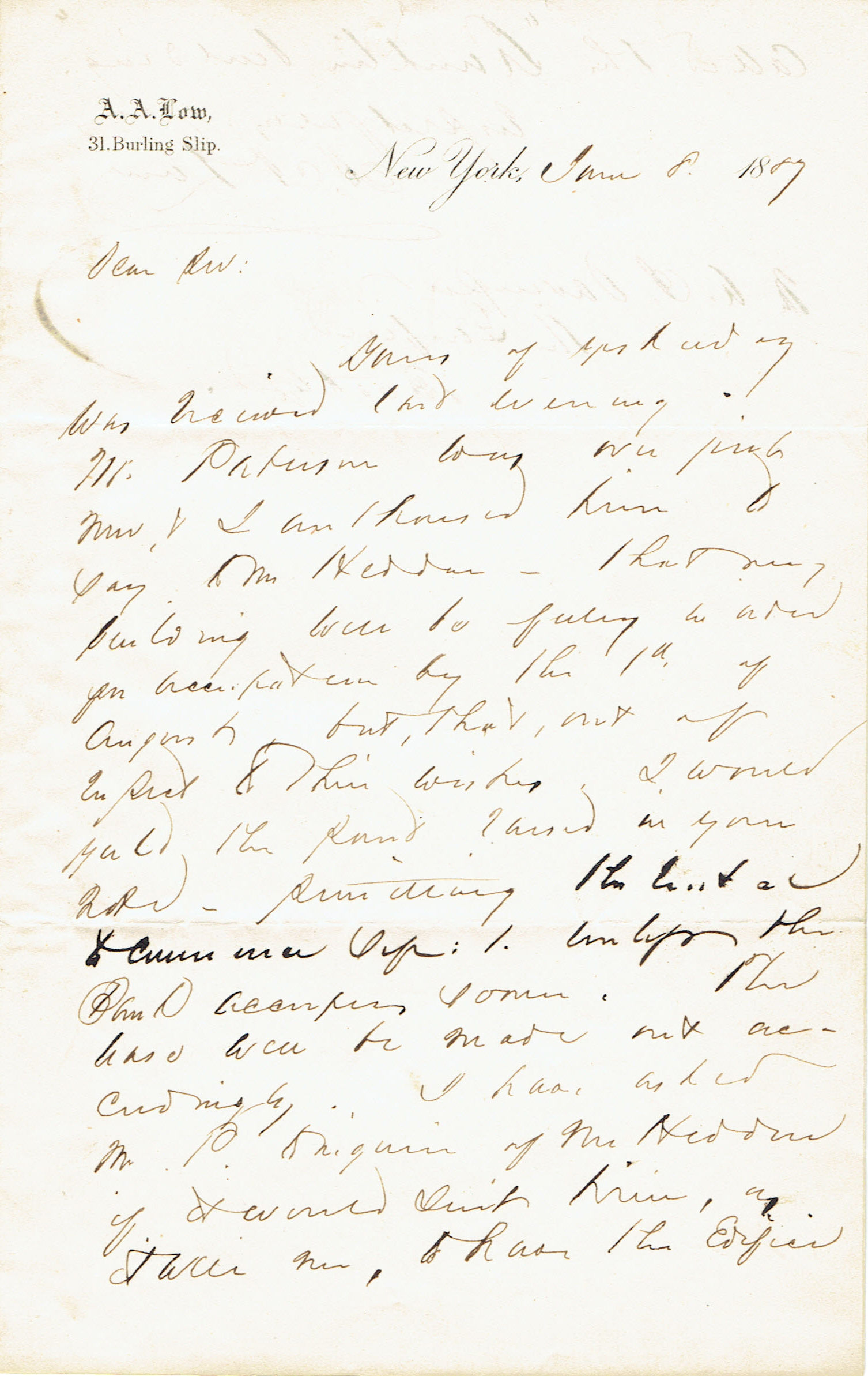 A ONE-AND-A-QUARTER PAGE AUTOGRAPH LETTER SIGNED by ABIEL ABBOT LOW ...