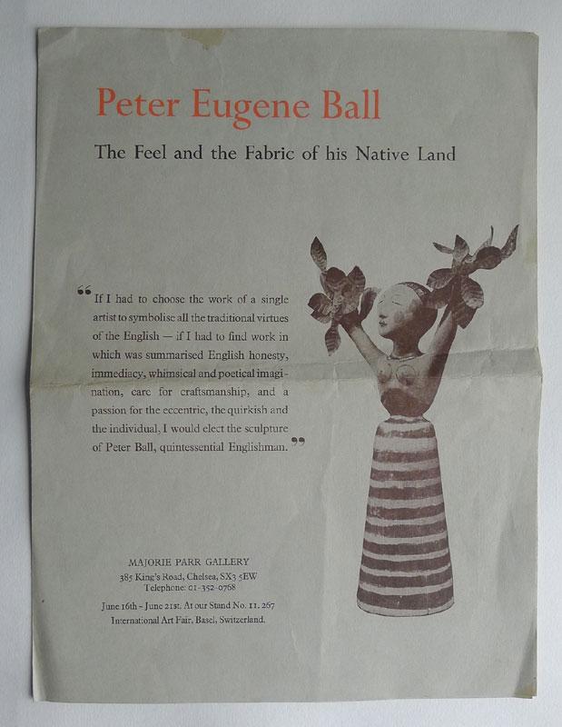 Peter Eugene Ball. The Feel and the Fabric of his native land. Majorie Parr Gallery, Chelsea ...