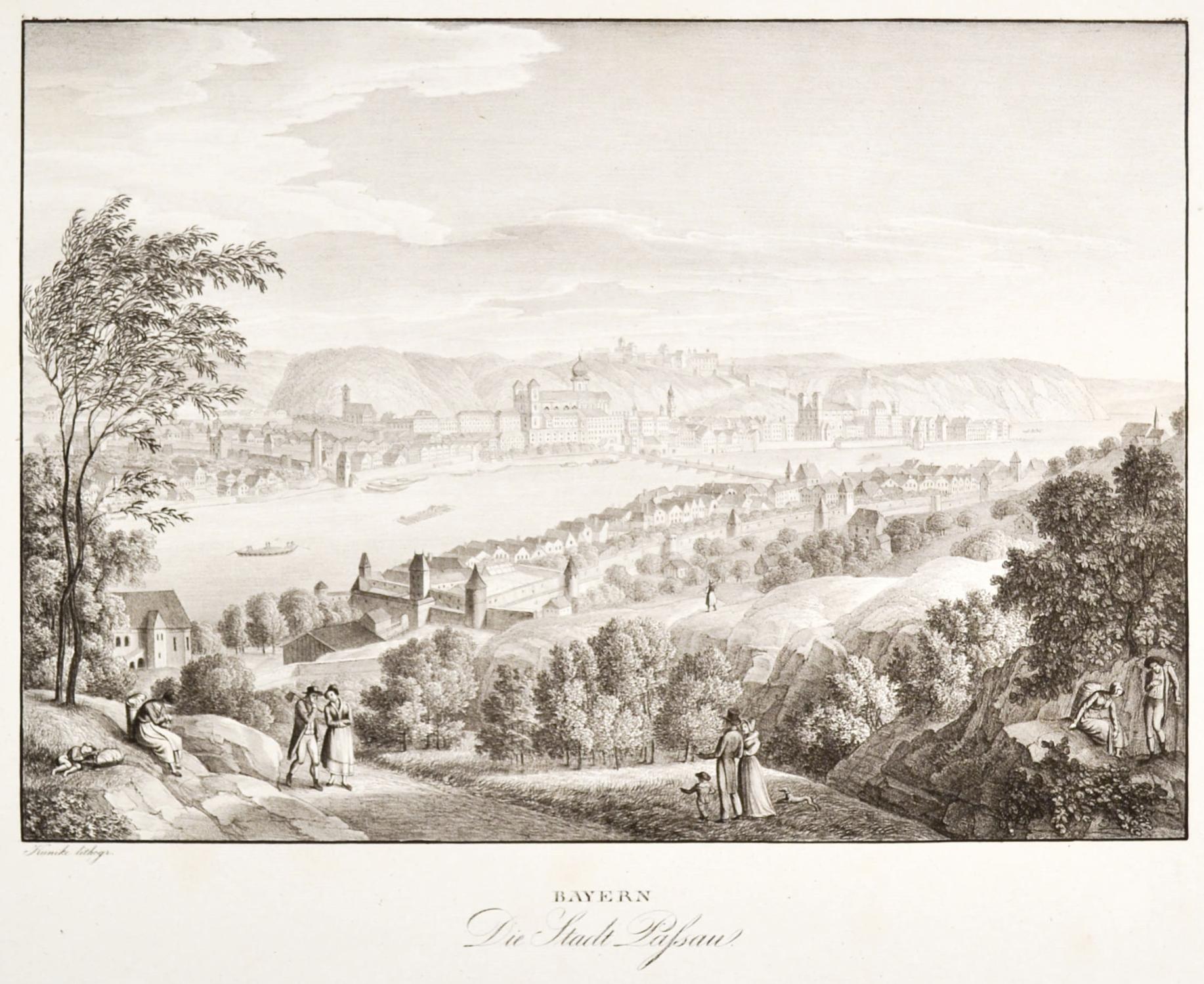 Passau Die Stadt Passau Gesamtansicht Von Einem Hügel Mit Blick Auf