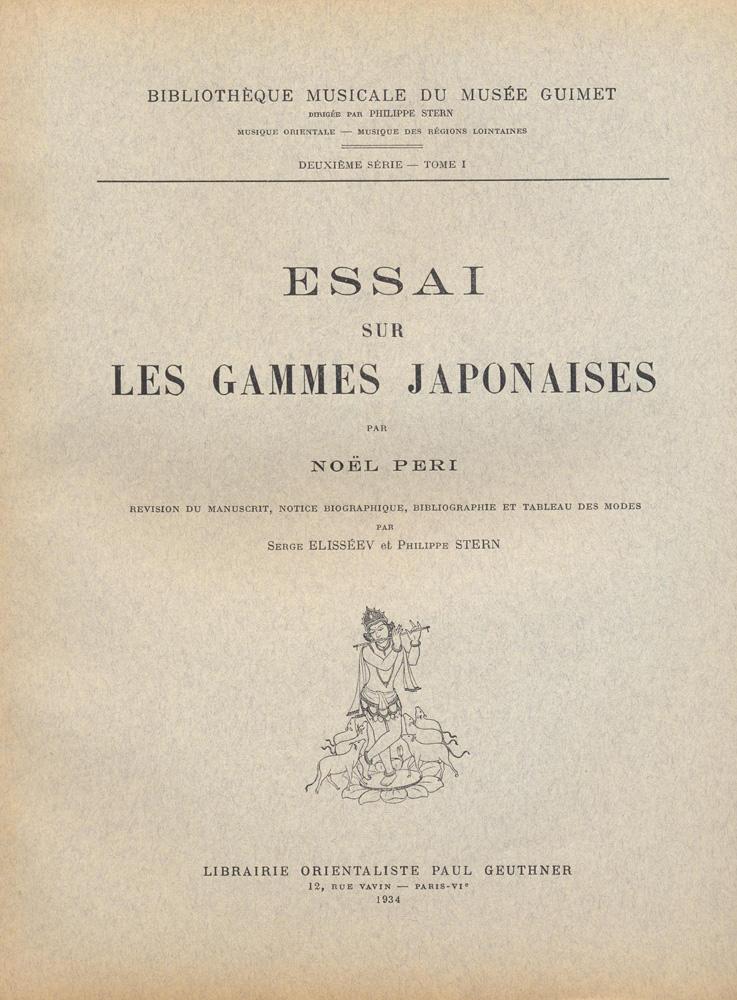 Essai sur les gammes japonaises by Noel Peri; Serge Elisseev, 1889 ...