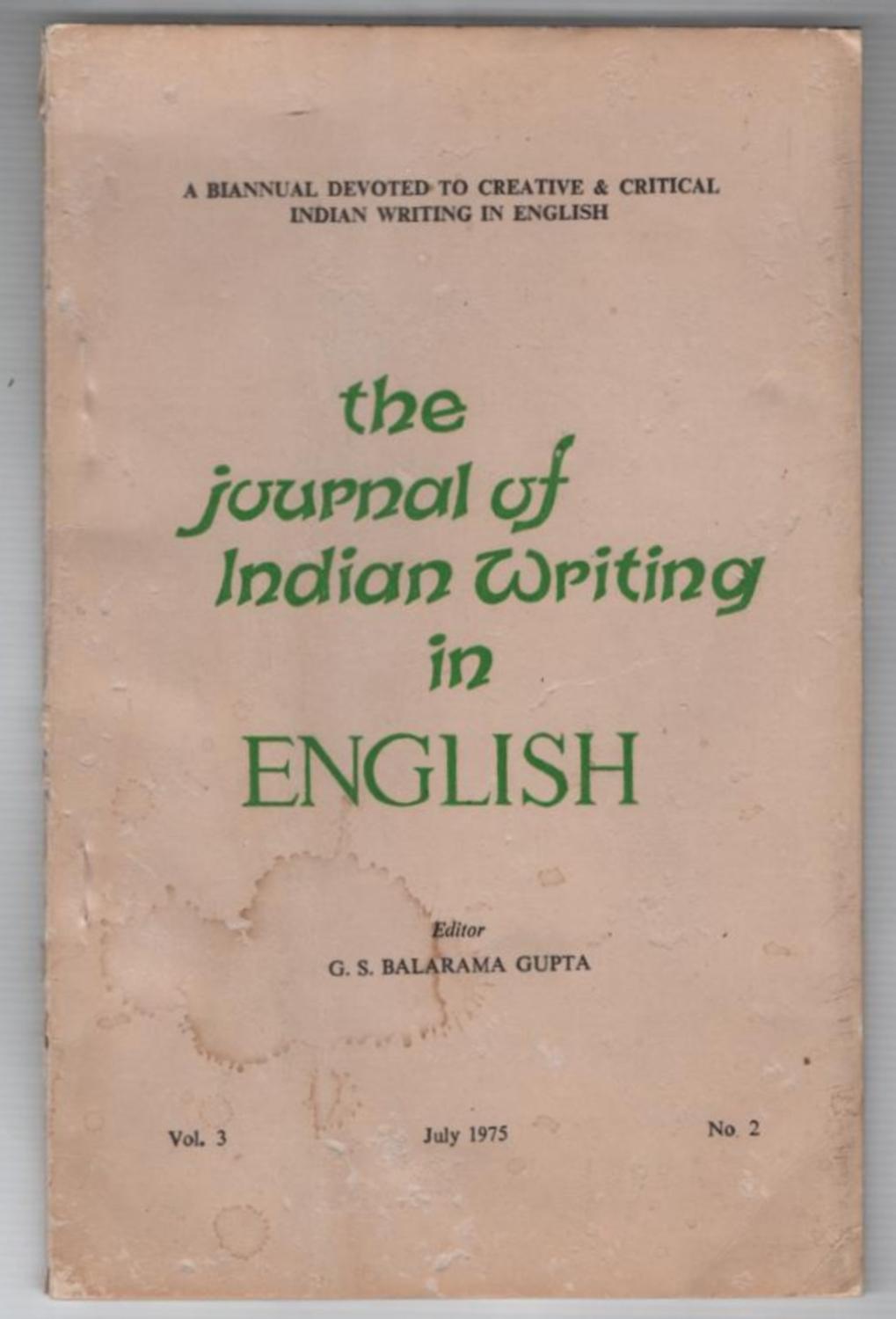 The Journal of Indian Writing in English: Volume 3 Number 2, July 1975 ...