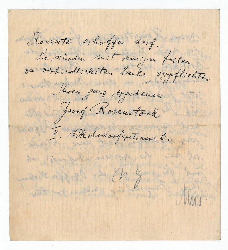 Eigenh. Brief mit U. von Rosenstock, Joseph, Dirigent und Komponist ...
