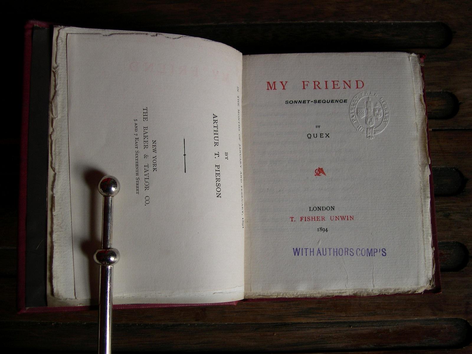 My Friend by Quex: Very Good (1894) First UK edition. | Bird's Books