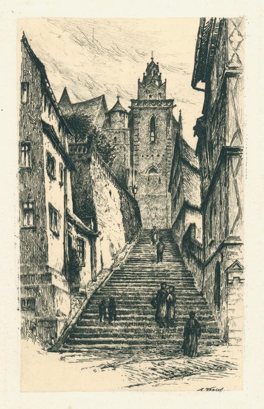 Wetzlar, mit Treppenaufgang zum Dom. by Versel, Annette - geb. 1870 in ...